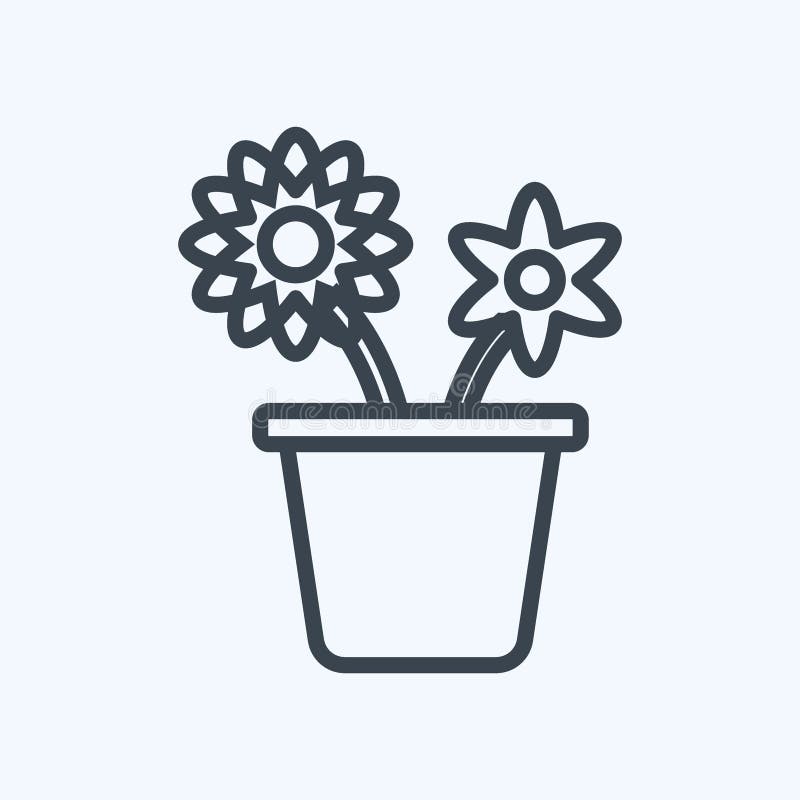 Icon Flower Pot. Suitable for Spring Symbol. Line Style. Simple Design ...