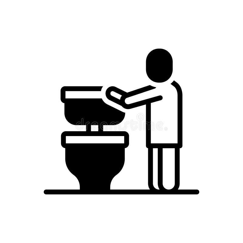 Black Solid Icon for Flush, Toilet and Hygienic Stock Illustration ...