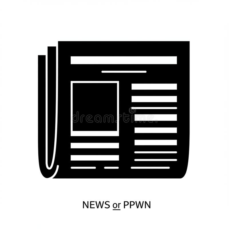 Icon of a Folded Newspaper Depicted in Black and White Stock ...