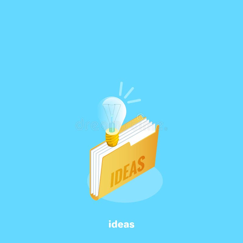 Icon Folder with a Light Bulb and an Inscription Idea Stock Vector ...
