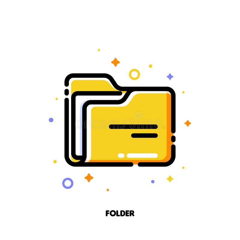 Icon of Folder with Paper for Office Work Concept Stock Vector ...