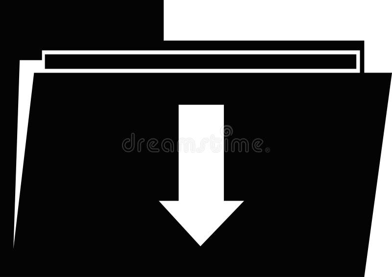 Icon Folder Pc Arrow Download Black and White Stock Vector ...