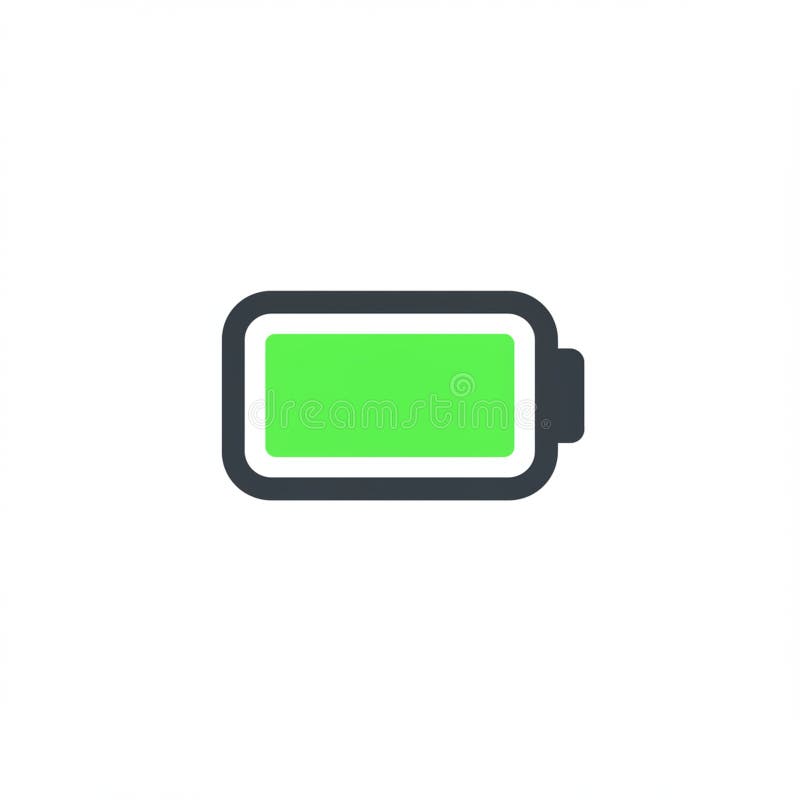 Icon of a Fully Charged Battery with a Green Interior, Signifying Full ...