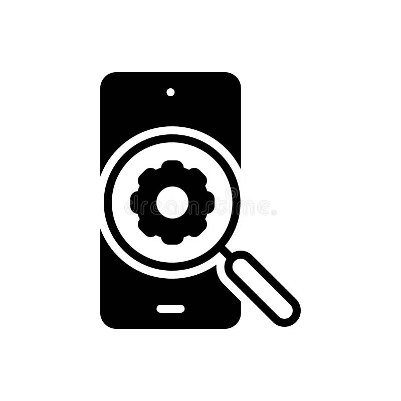 Black Solid Icon for Functioning, Cogwheel and Operating Stock ...