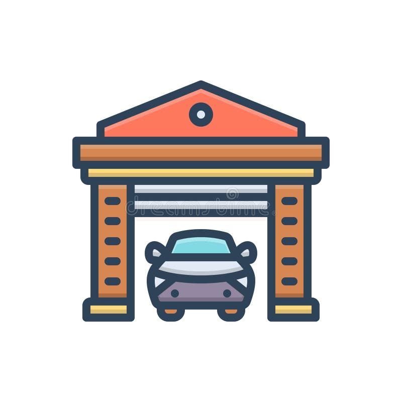 Color Illustration Icon for Garage, Car Port and Vehicle Stock Vector ...