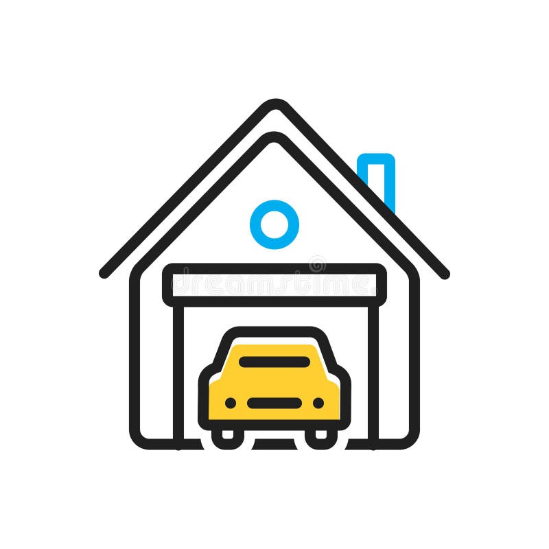 Garage or Warehouse Icon with Front View. Stock Vector - Illustration ...