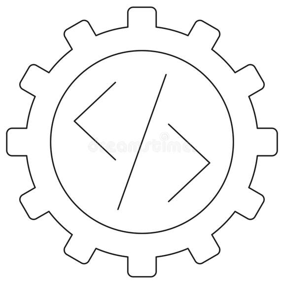 Icon of a Gear with a Code Symbol Inside Stock Illustration ...