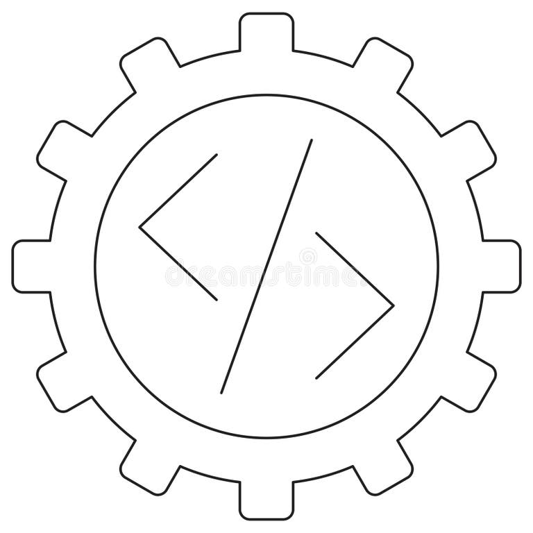 Icon of a Gear with a Code Symbol Inside Stock Illustration ...