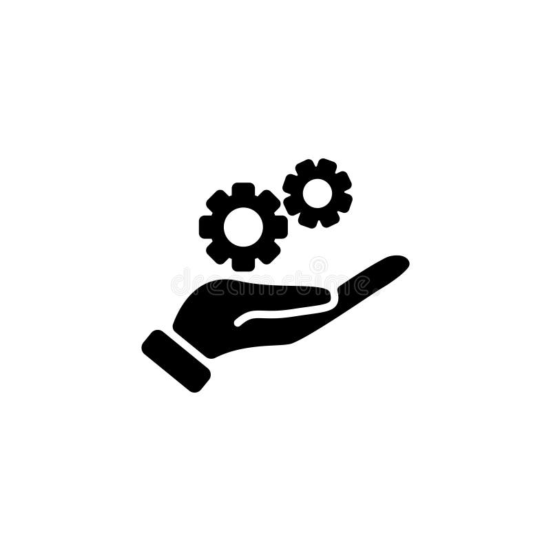 Icon. Gears Mechanism in Hand Stock Vector - Illustration of glyph ...