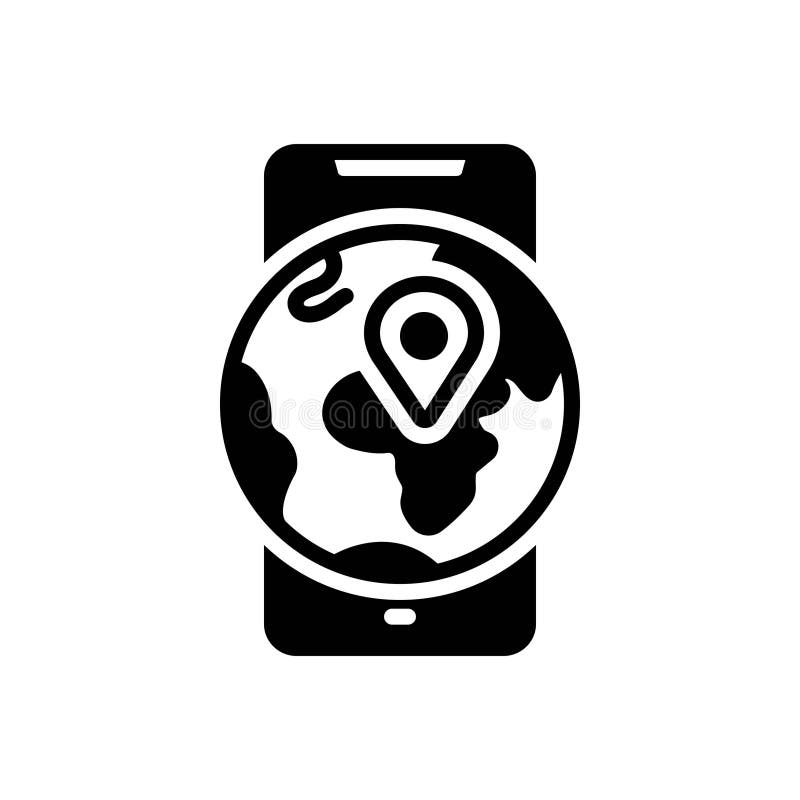 Black Solid Icon for Geolocation, Location and Landmark Stock ...