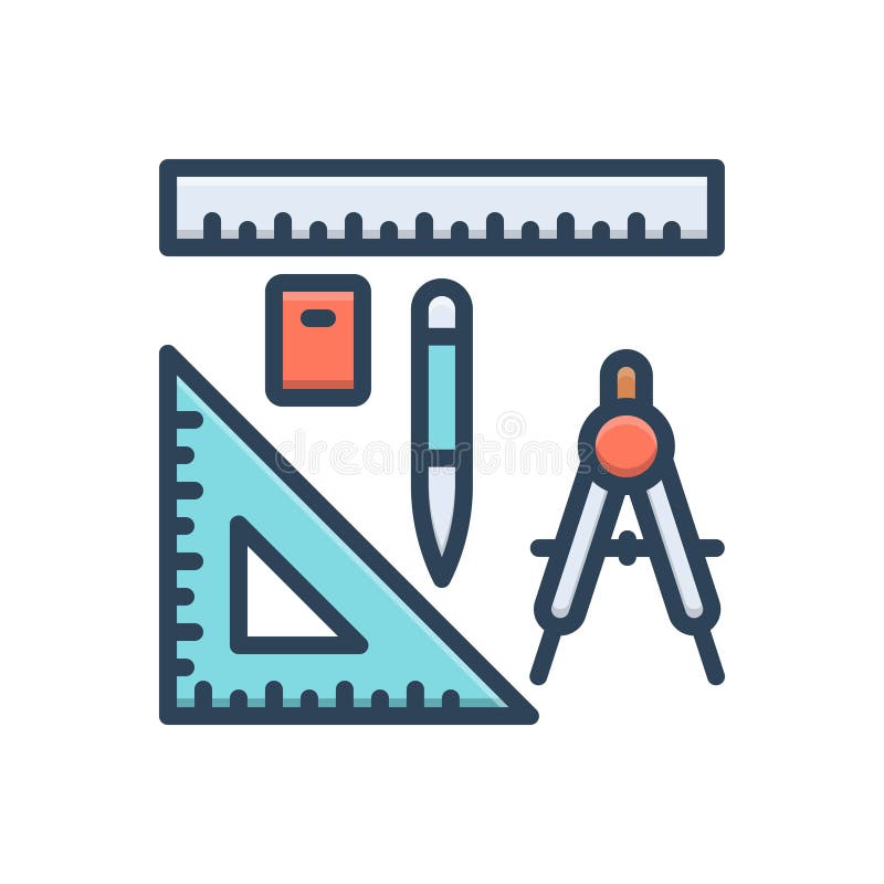 Color Illustration Icon for Geometry, Compasses and Drawing Stock ...