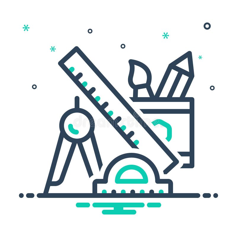 Mix Icon for Geometry, Math and Pencil Stock Vector - Illustration of ...