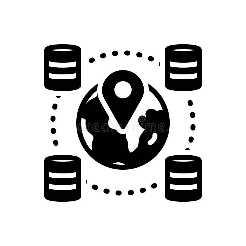 Black Solid Icon for Geospatial, Locations and Gps Stock Vector ...