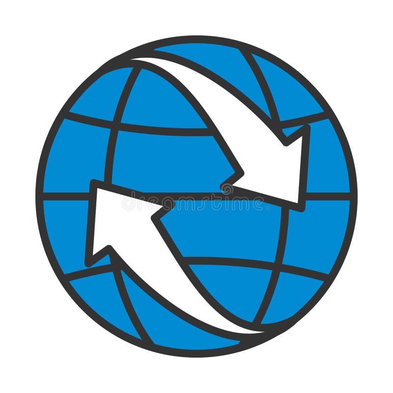 Icon of Globe with Arrows stock vector. Illustration of icon - 254340060