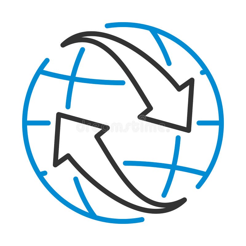 Icon of Globe with Arrows stock vector. Illustration of design - 247190494