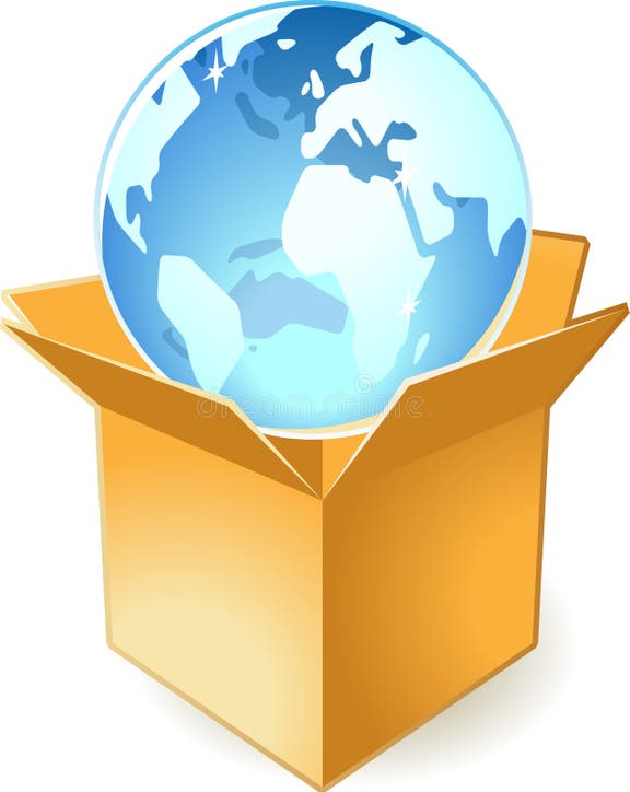Icon of globe in box stock vector. Illustration of planet - 10755190