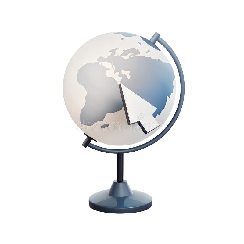 A Globe with a Cursor Pointing To it Stock Illustration - Illustration ...