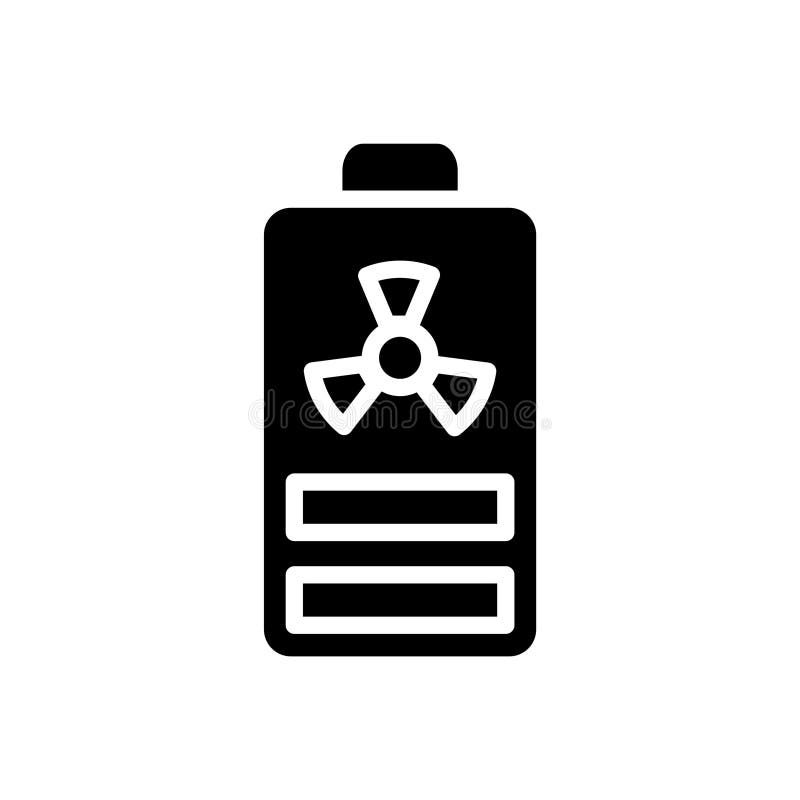 Icon Glyph Battery Nuclear Energy. Solid Black Icon Concept Stock Vector - Illustration of icon ...