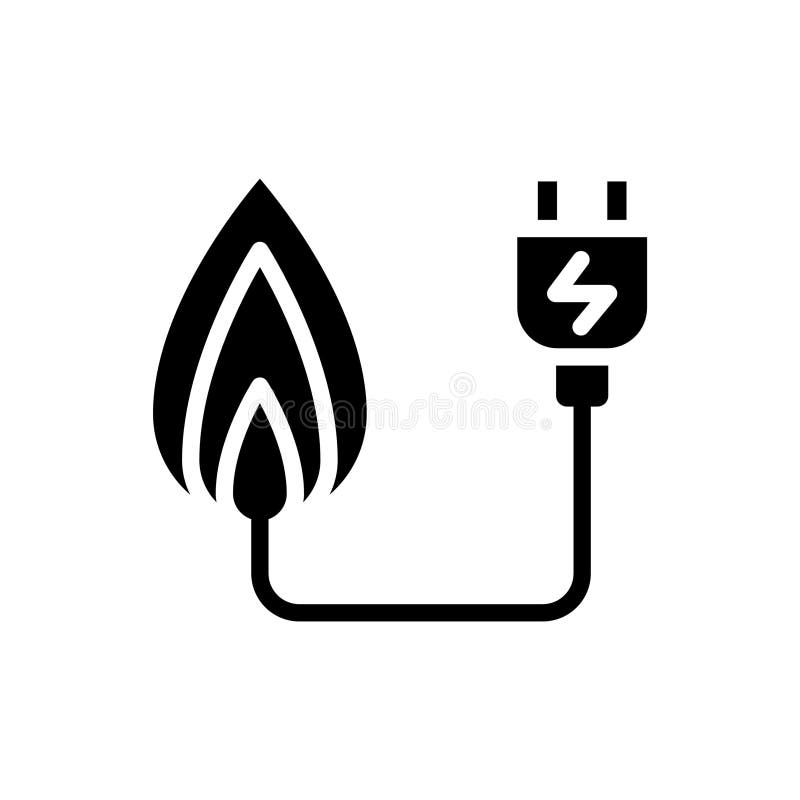 Icon Glyph Fire or Heat Energy Power Source. Solid Black Icon Concept ...