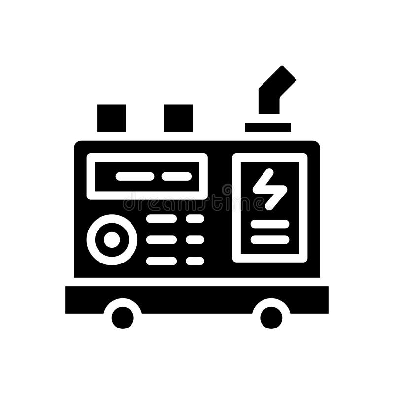 Icon Glyph Portable Generator Diesel Engine Power Source. Solid Black ...