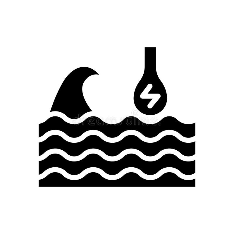 Icon Glyph Wave Energy. Solid Black Icon Concept Stock Vector ...