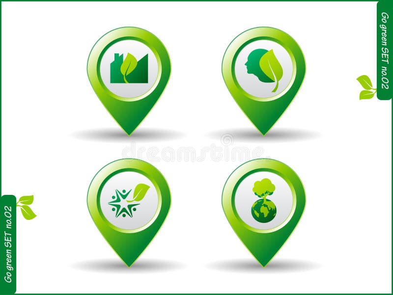 Set of Pinpoint Icons of Bio Eco Environmental Related Symbols Stock ...