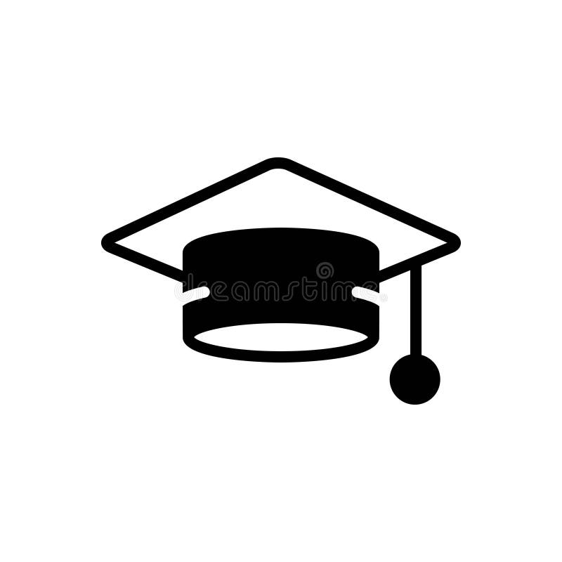 Black Solid Icon for Grad, Graduation and Degree Stock Vector ...