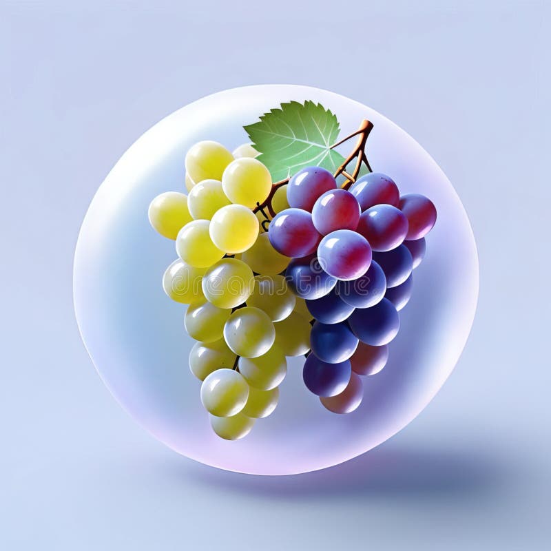 Icon of Grapes, Glossy Glass Style Stock Illustration - Illustration of ...