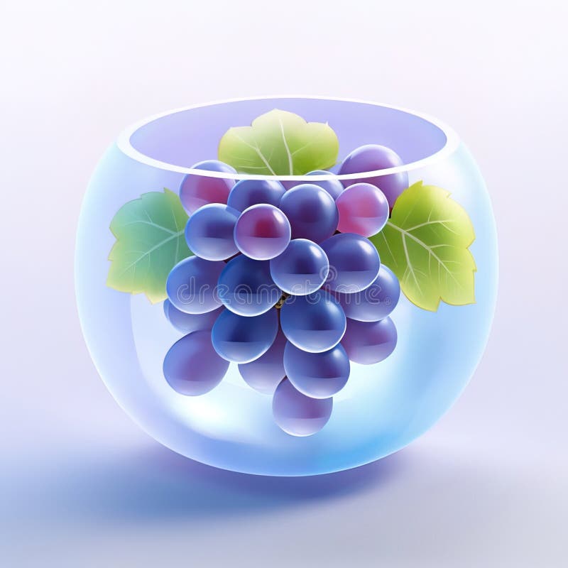 Icon of Grapes, Glossy Glass Style Stock Illustration - Illustration of ...