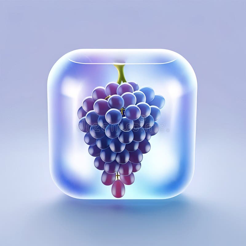 Icon of Grapes, Glossy Glass Style Stock Illustration - Illustration of ...