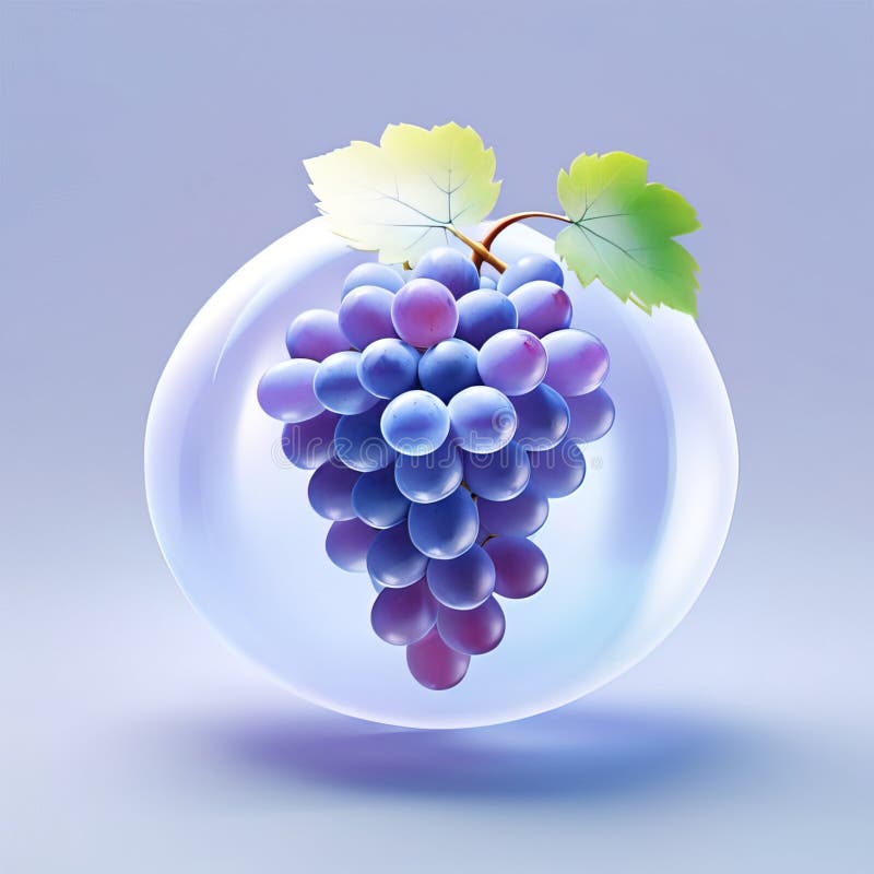 Icon of Grapes, Glossy Glass Style Stock Illustration - Illustration of ...