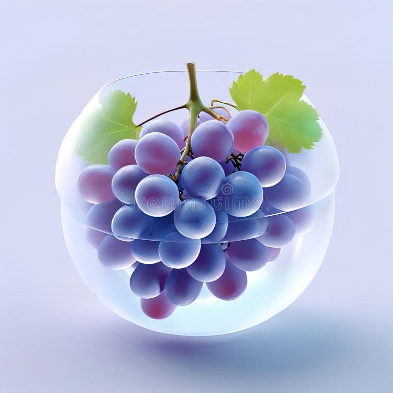 Icon of Grapes, Glossy Glass Style Illustration Stock Illustration ...