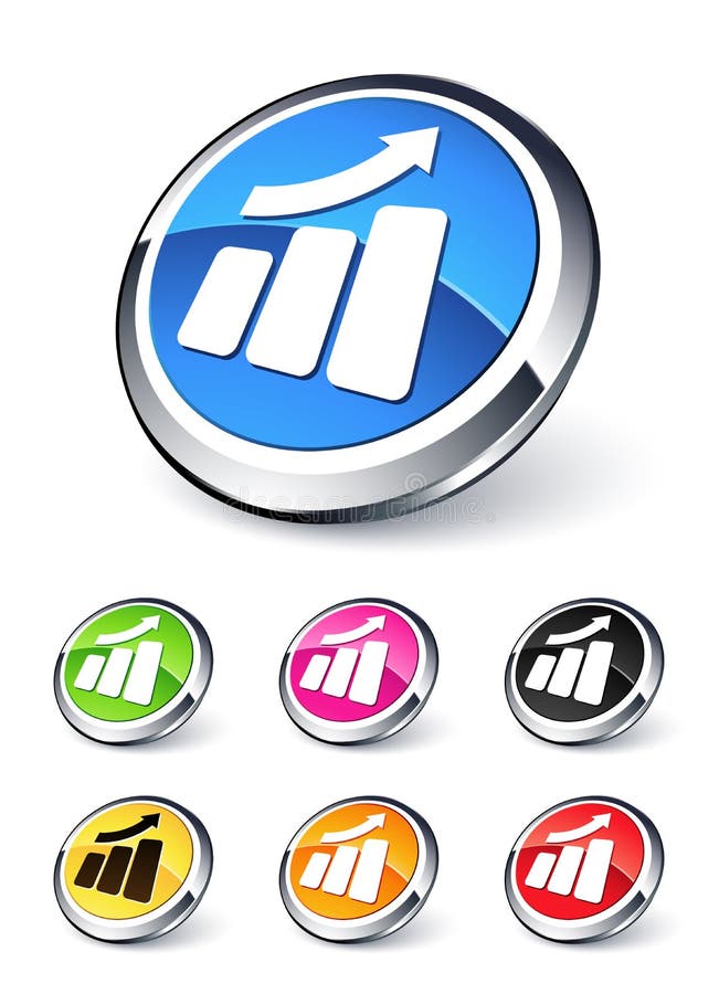 Icon graph up stock vector. Illustration of blue, glossy - 11839073