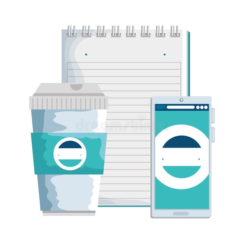 Container and Notepad and Cellphone with Company Emblem Stock ...