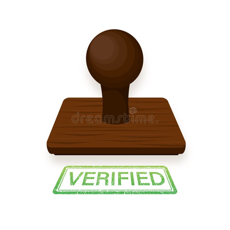Icon with Green Verify Stamp on White Backdrop. Business Vector Icon ...