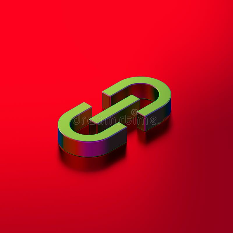 Isometric Green Link Icon on Red Background Stock Illustration ...
