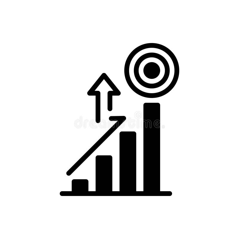 Black Solid Icon for Growth, Graph and Goal Stock Illustration ...
