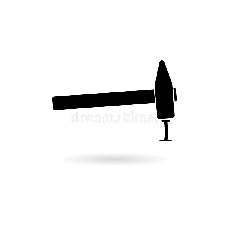 Icon of Hammer Beat To Nail Stock Vector - Illustration of iron ...