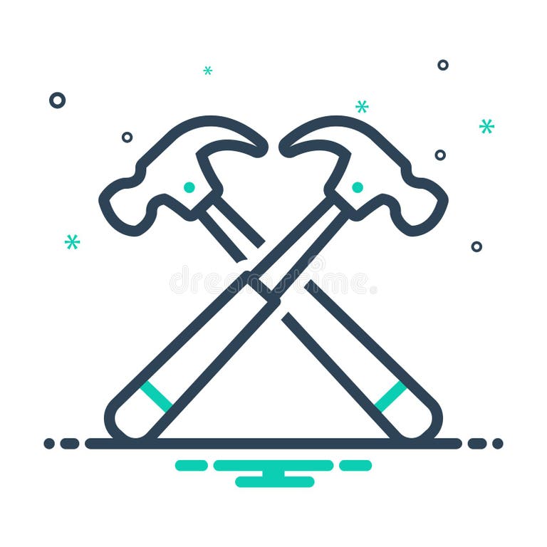 Mix Icon for Hammer, Shattered and Destroyed Stock Illustration ...