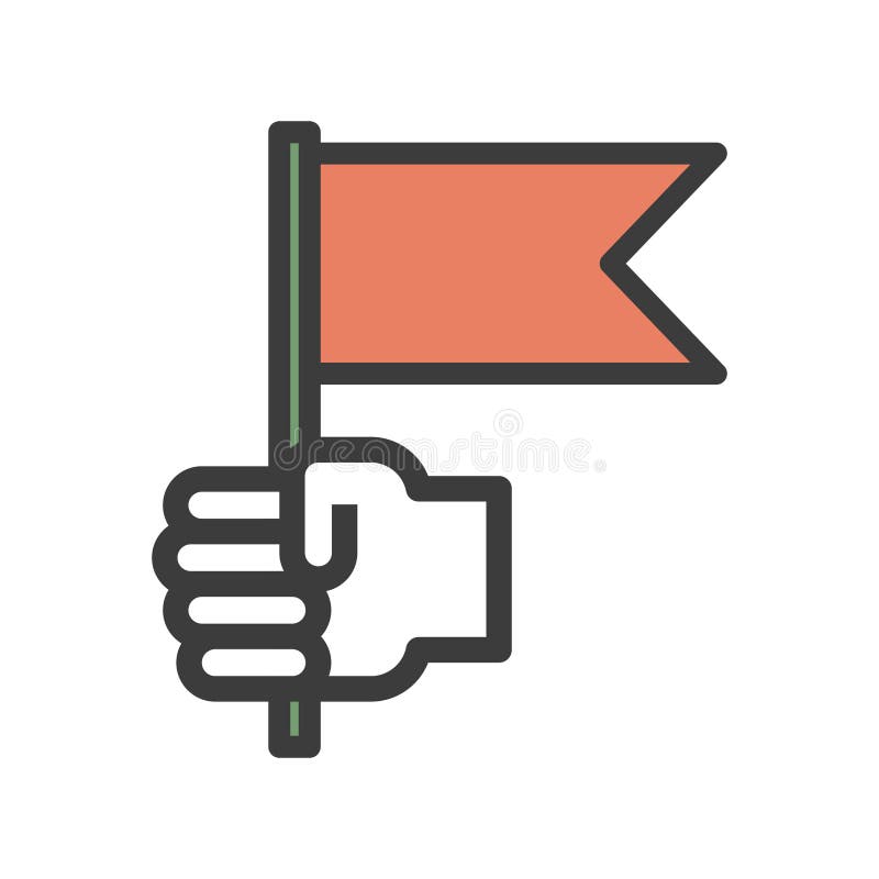 Icon of the Hand Holding the Flag. Symbol of Winner. Simple Vector ...