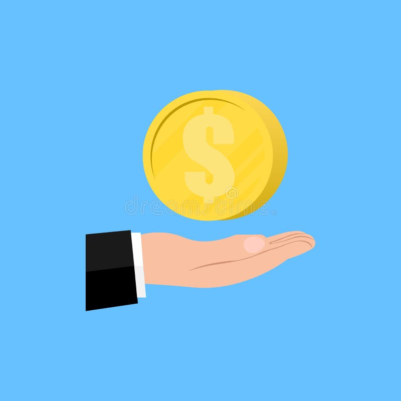 Icon of Hand Holding Gold Coin. Vector Illustration Eps 10 Stock ...