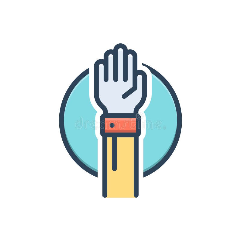 Color Illustration Icon for Hand, Raised and Helpful Stock Illustration ...