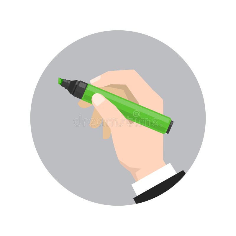 Hand holds the marker stock vector. Illustration of documen - 99053192