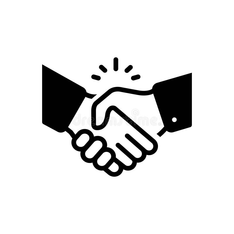 Black Solid Icon for Handshake, Handclasp and Teamwork Stock Vector ...