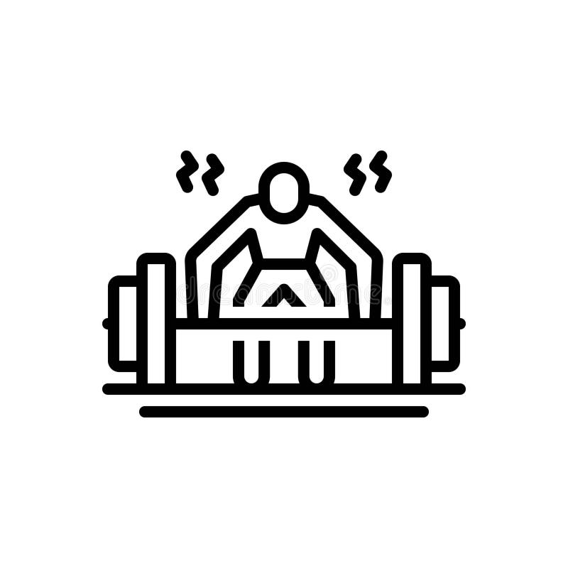 Black Line Icon for Hard, Exercise and Dumbell Stock Vector ...