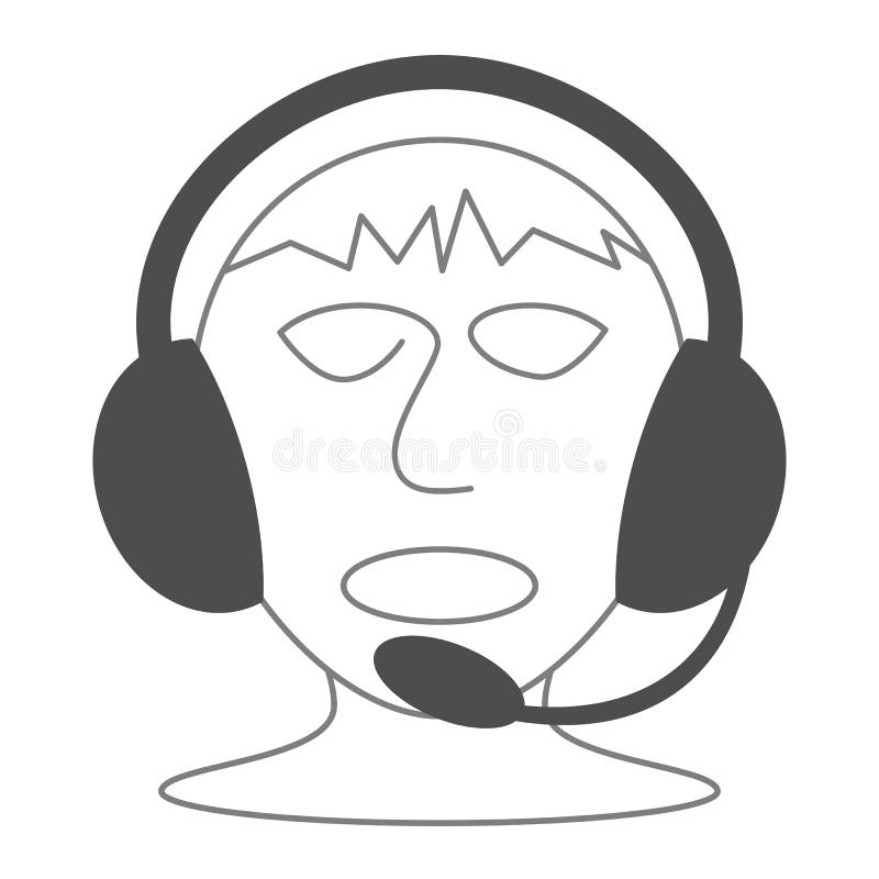 Icon of Headset with Microphone on Mans Head Stock Vector ...