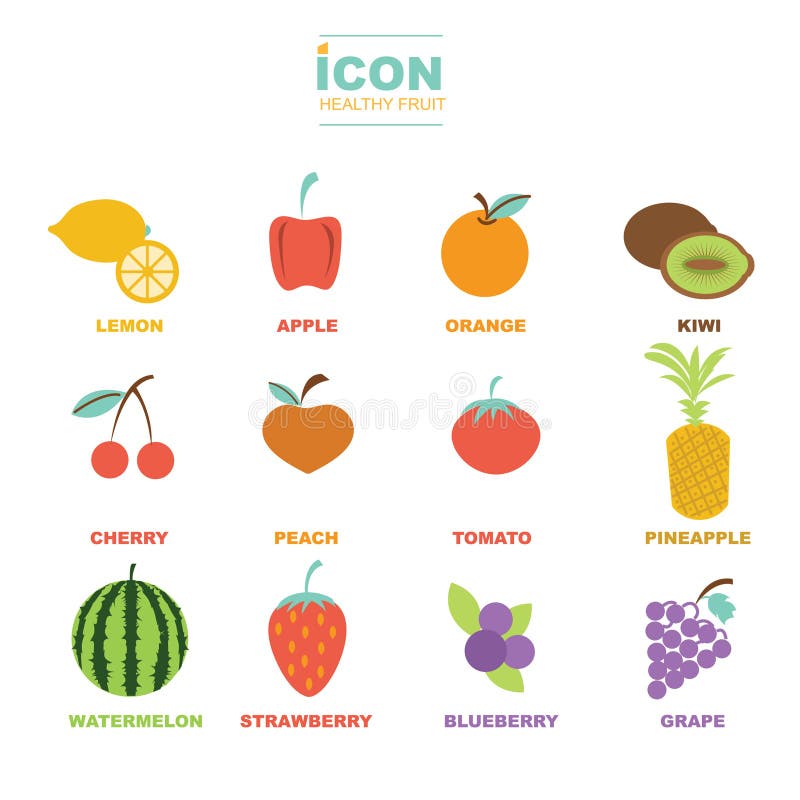 Icon Healthy Fruit Vector Design Stock Vector - Illustration of fresh ...