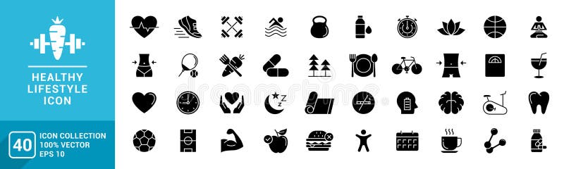 Vector Healthy Lifestyle Icon Collections Stock Vector - Illustration ...