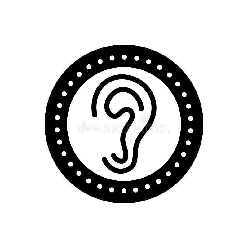 Black Solid Icon for Hear, Listen and Ear Stock Illustration ...