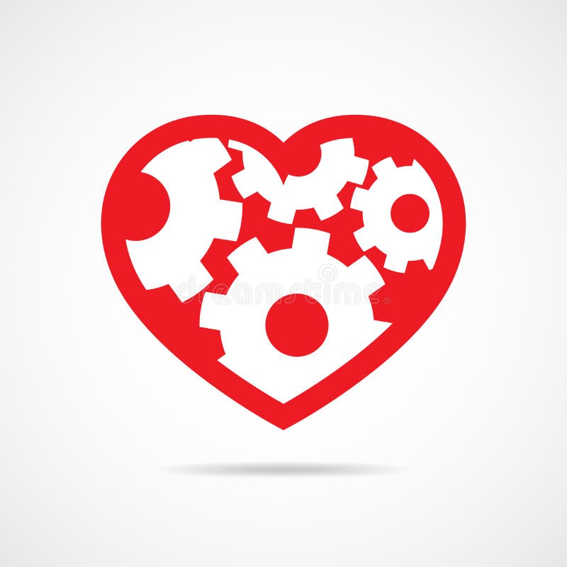 Icon of Heart with Gears Inside. Vector Illustration. Stock ...
